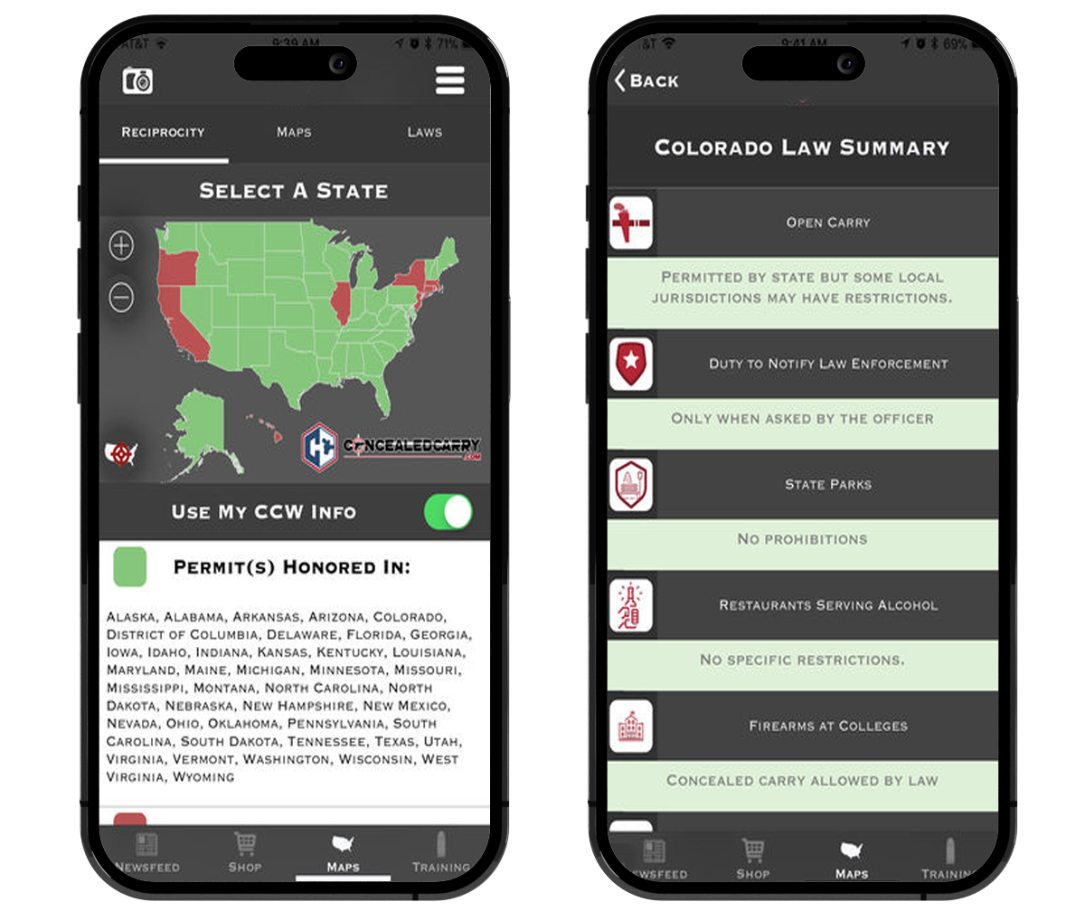 Gun Mobile App - Reciprocity - Law - Training